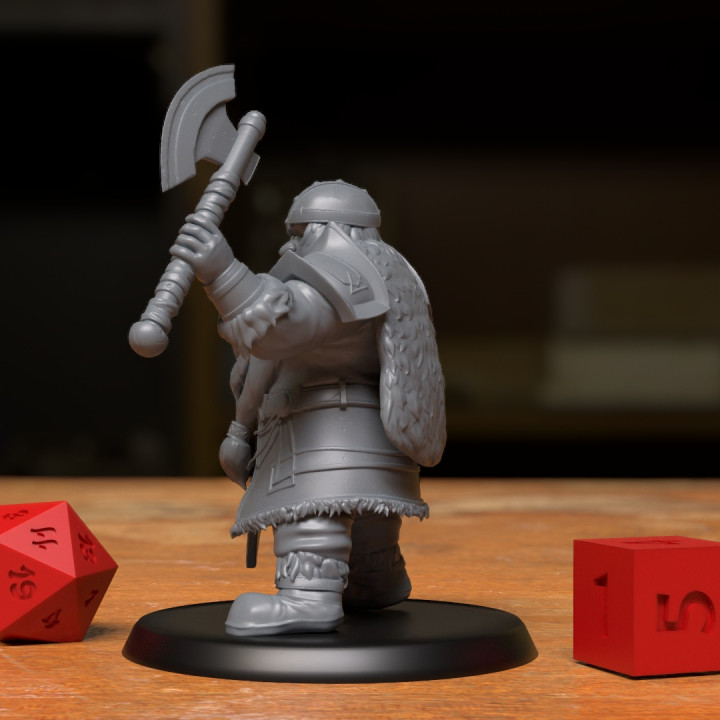 3D Printable Dwarf Fighter Battle Master Axe and Shield by Atlas Studios