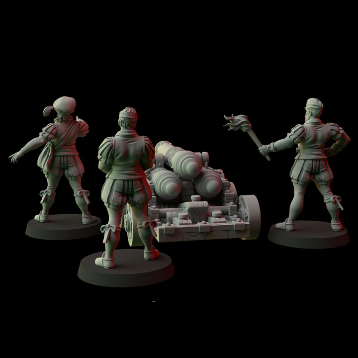 3D Printable Triple Cannon by Fantasy Cult Miniatures