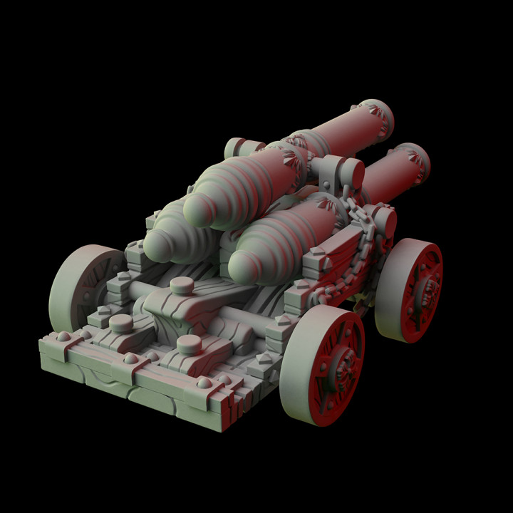 3D Printable Triple Cannon by Fantasy Cult Miniatures