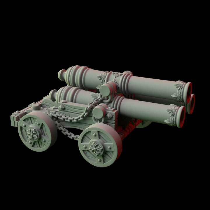 3D Printable Triple Cannon by Fantasy Cult Miniatures