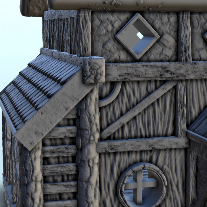 3D Printable House with canopy and roof window (6) - Medieval building ...