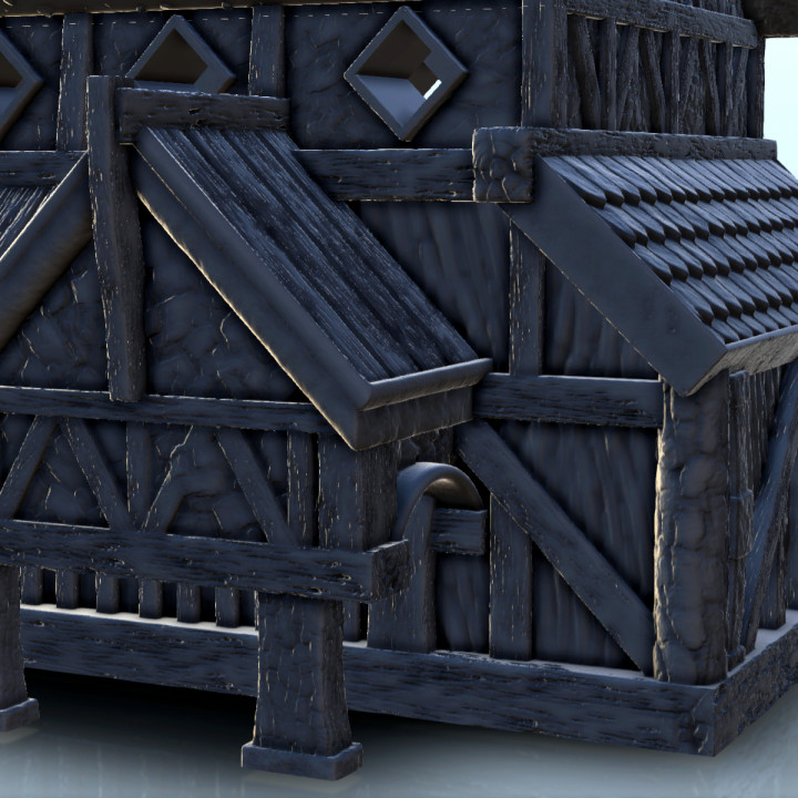 3D Printable House with canopy and roof window (6) - Medieval building ...