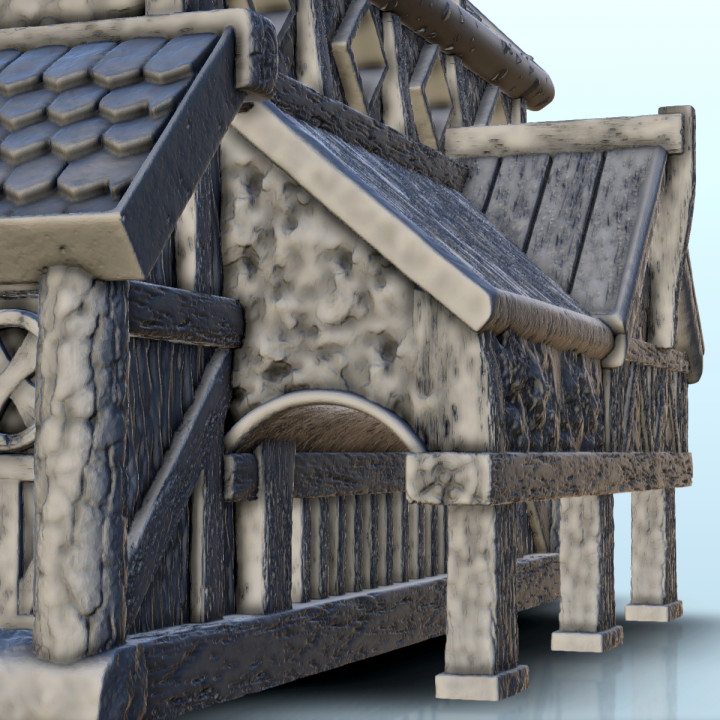 3D Printable House with canopy and roof window (6) - Medieval building ...