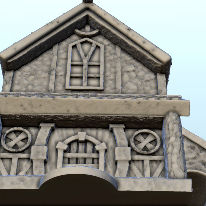 3D Printable House with canopy and roof window (6) - Medieval building ...
