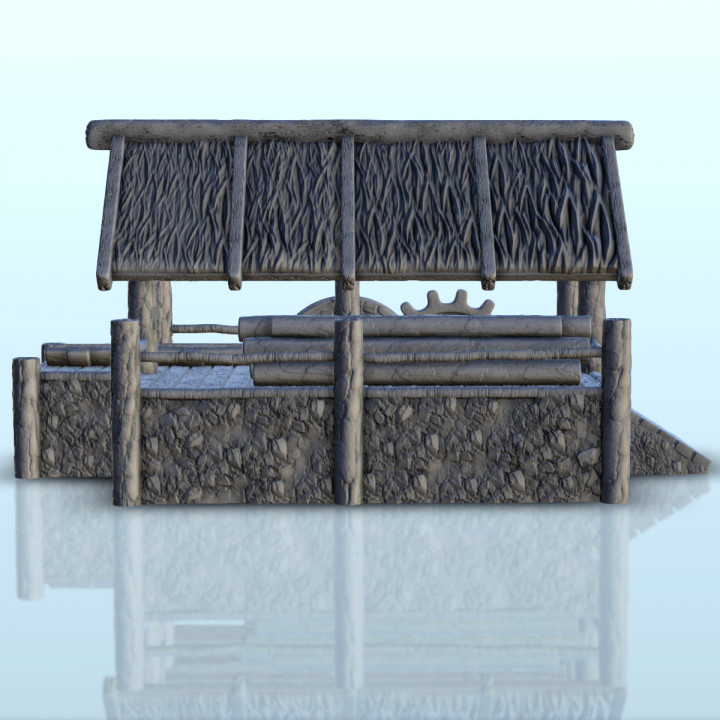 3D Printable Wood cutting water mill (10) - Medieval building middle ...