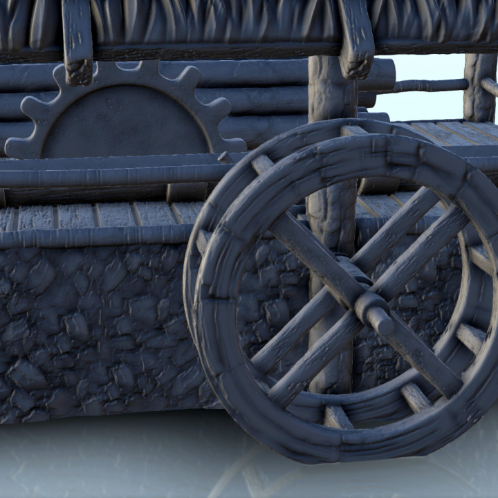 3D Printable Wood cutting water mill (10) - Medieval building middle ...