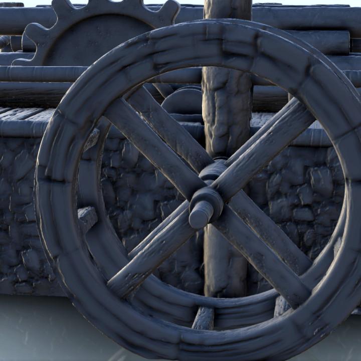 3D Printable Wood cutting water mill (10) - Medieval building middle ...