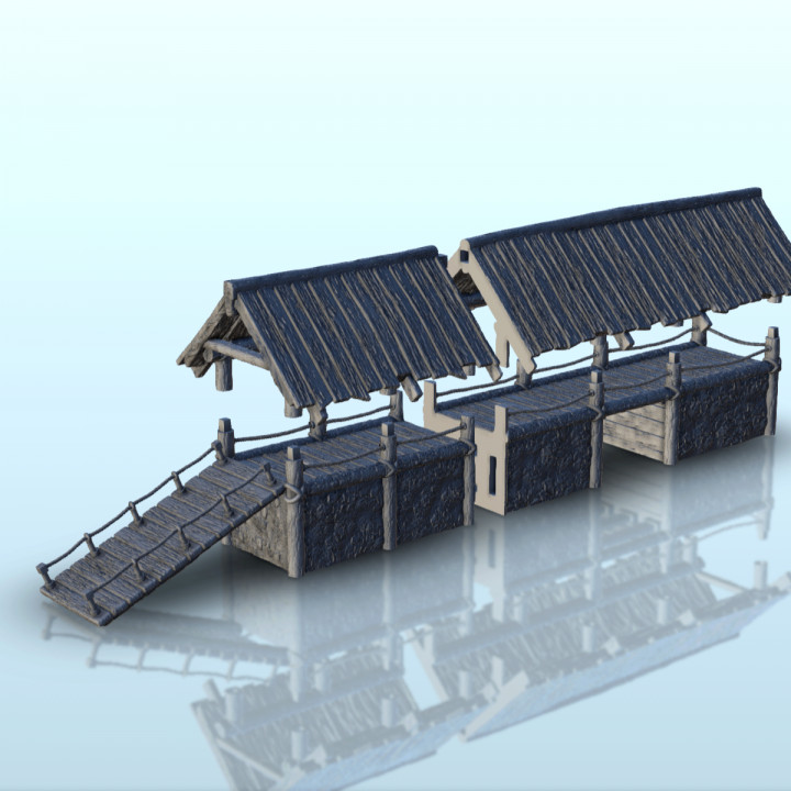3D Printable Stone walkway with wooden roof and access ramp (12 ...