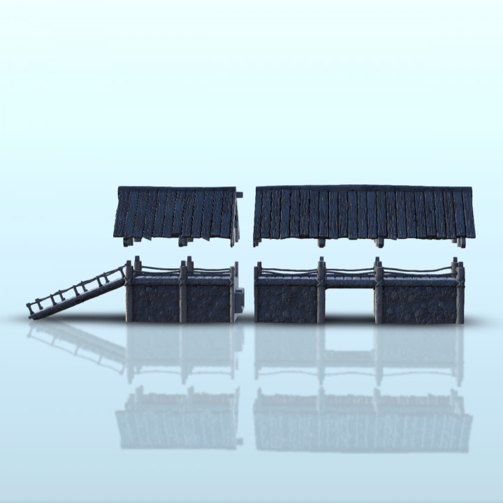 3D Printable Stone walkway with wooden roof and access ramp (12 ...