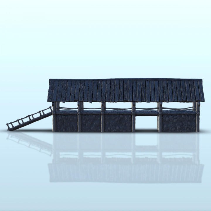 3D Printable Stone walkway with wooden roof and access ramp (12 ...