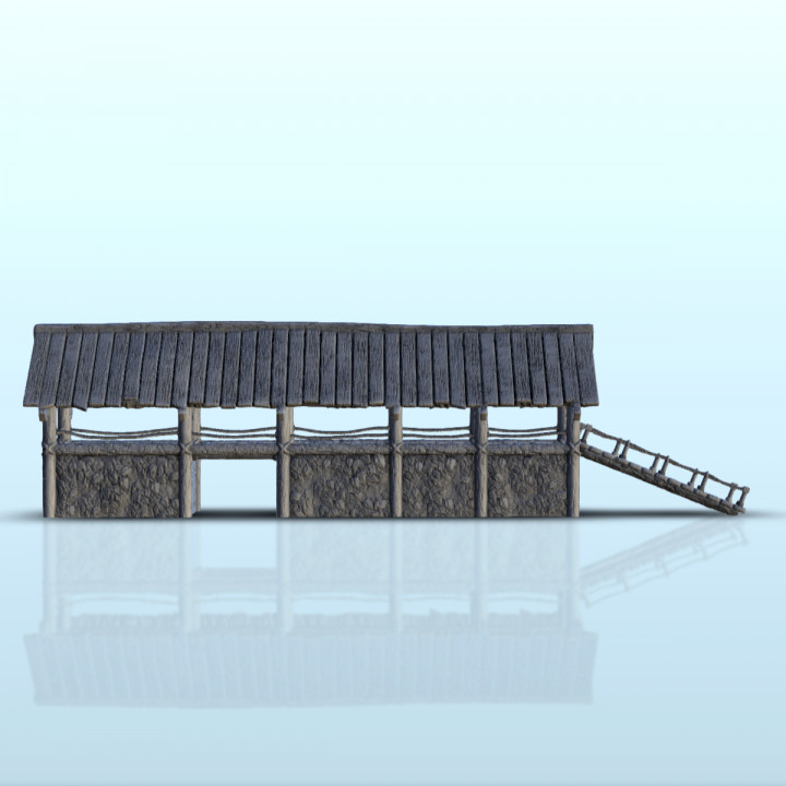 3D Printable Stone walkway with wooden roof and access ramp (12 ...