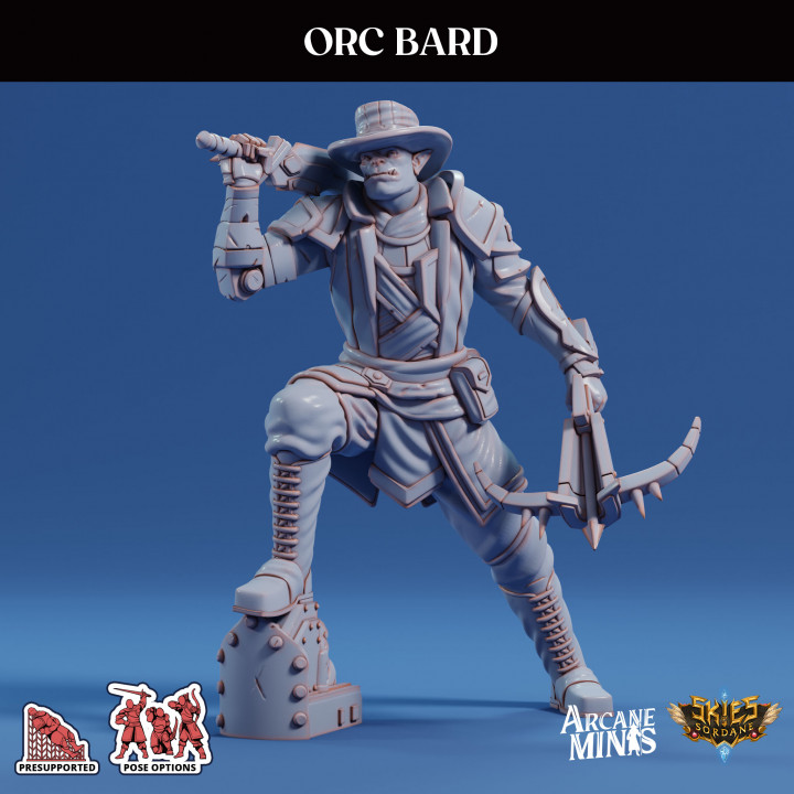 3D Printable Orc Bard - Scrapper Pirates by Sordane Publishing