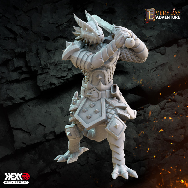 3D Printable Half-Red Dragon Veteran by Hexy Studio