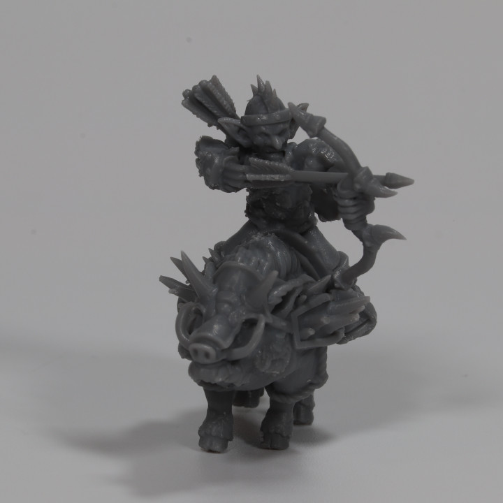 3D Printable Classic Goblin - Boar Rider - Archer by Runeforge Studios