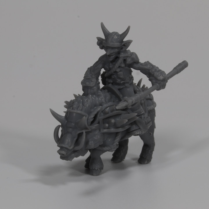 3D Printable Classic Goblin - Boar Rider - Spear by Runeforge Studios