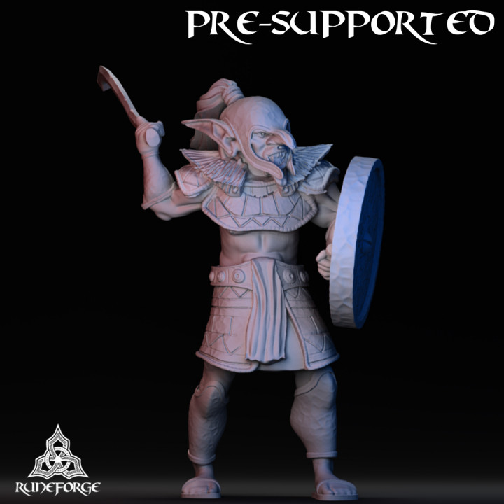 3D Printable Highlands Goblin Sword and Shield - Attacking by Runeforge ...