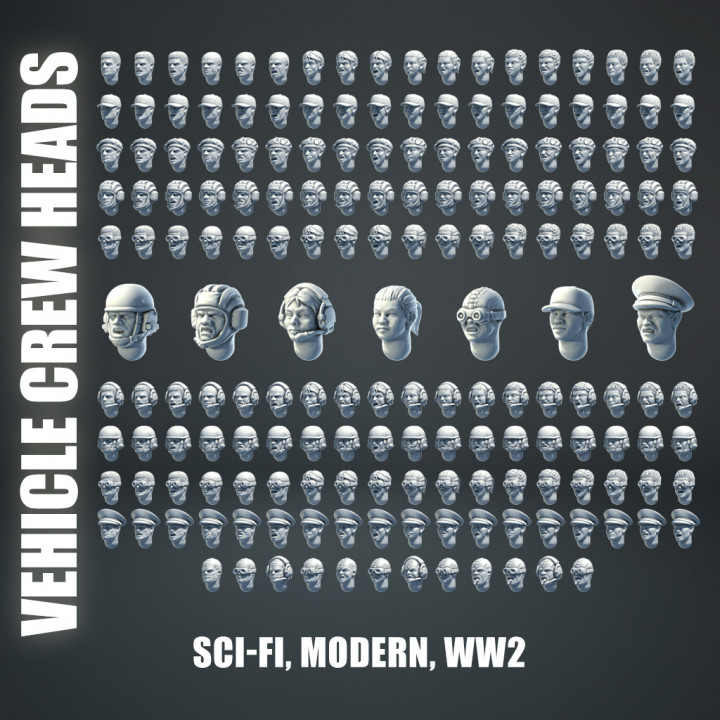 3D Printable Vehicle Crew Heads by Treadhead Rad