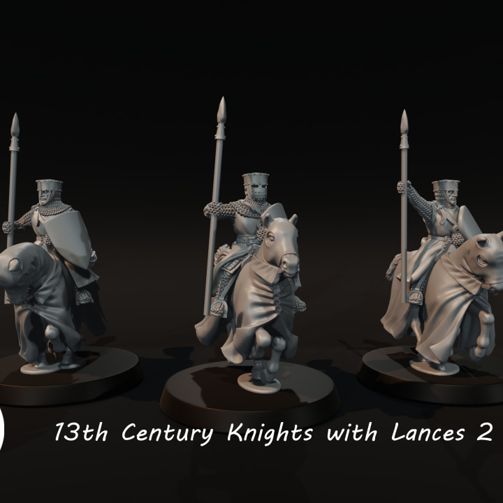 3D Printable 13th Century Knights with Lances 2 by Medbury Miniatures