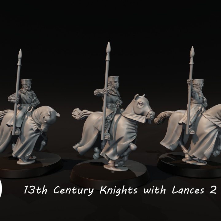 3D Printable 13th Century Knights with Lances 2 by Medbury Miniatures