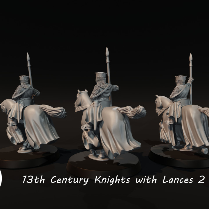 3D Printable 13th Century Knights with Lances 2 by Medbury Miniatures