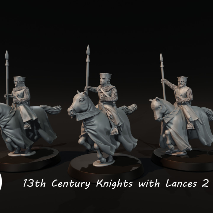 3D Printable 13th Century Knights with Lances 2 by Medbury Miniatures