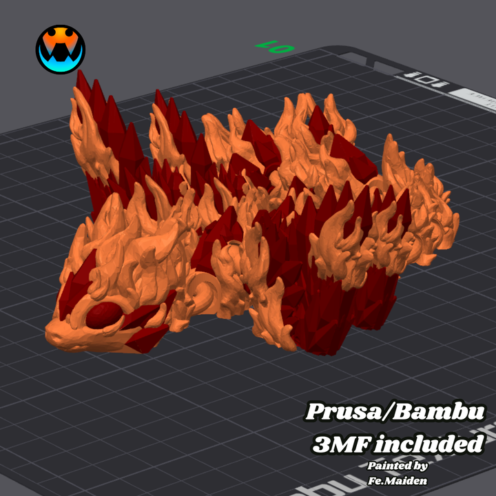 3D Printable Fire Dragon Sprite by Cinderwing3D