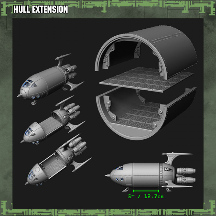 3D Printable Hull Extension Module by Bombshell Miniatures