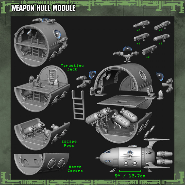 3D Printable Weapon Hull Module by Bombshell Miniatures