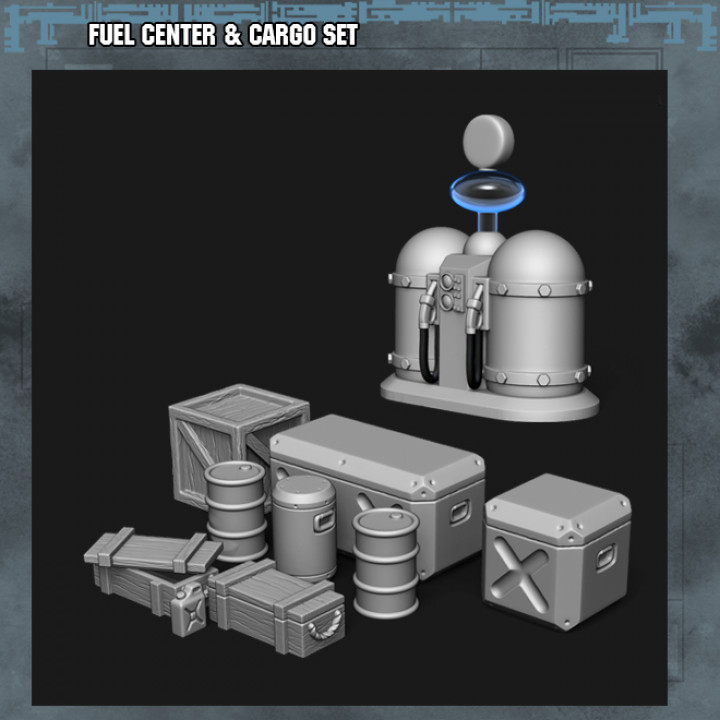 3D Printable Fuel Center & Cargo Set by Bombshell Miniatures