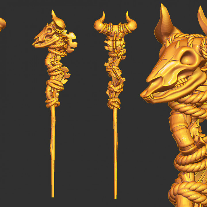 3D Printable bull-shaman-staff by Action Figure Fusion