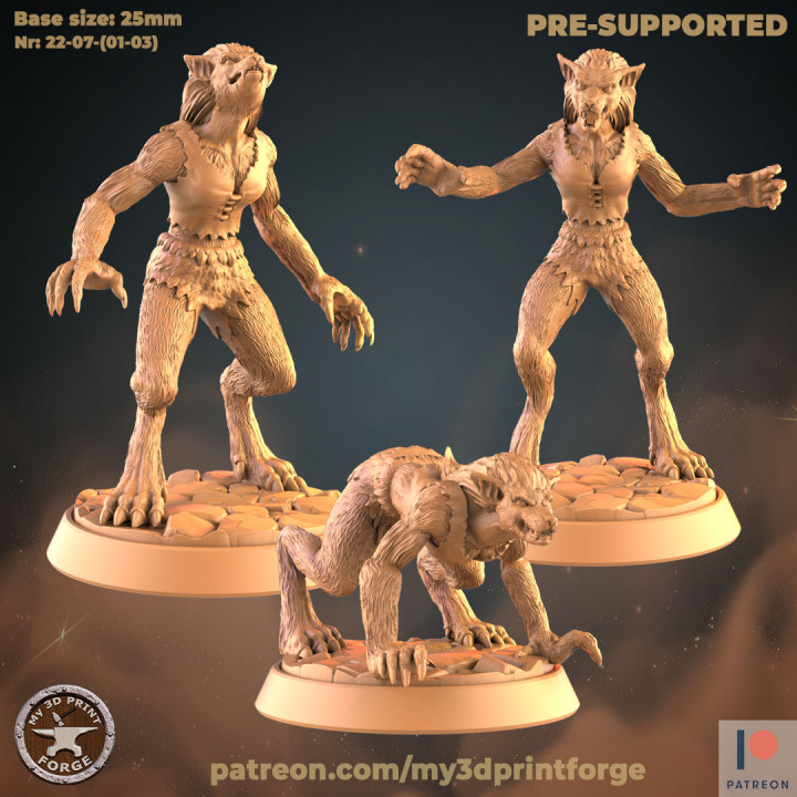 3d Printable Female Werewolves Pack 3 Models By My3dprintforge