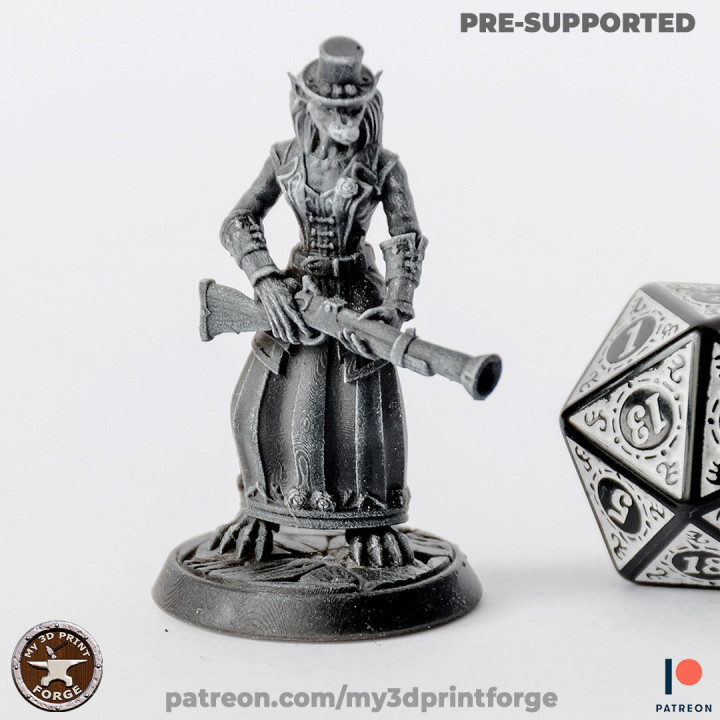 3D Printable Werewolf Female with gun (two models) by My3DPrintForge