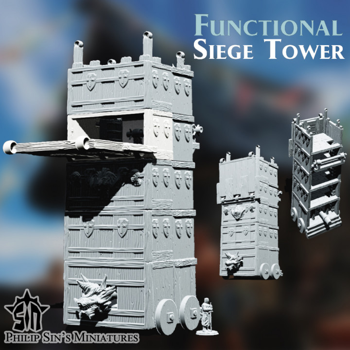3D Printable Functional Siege Tower by Philip Sin's Miniatures