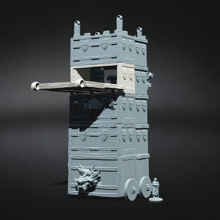 3D Printable Functional Siege Tower by Sin's Miniatures