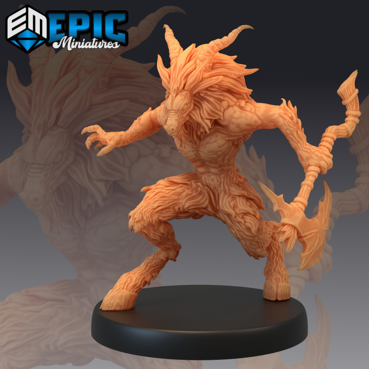 3D Printable Satyr / Pan Warrior / Forest Guardian Axe / Deer Encounter ...