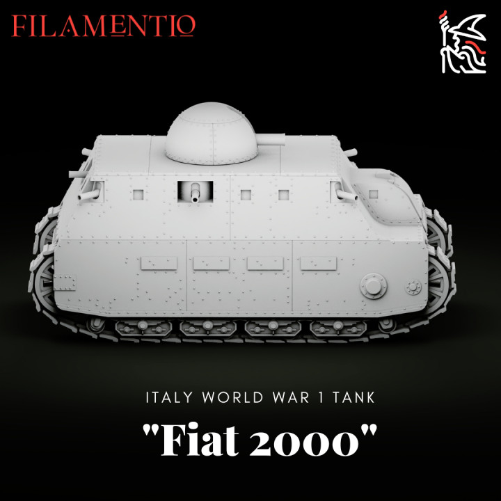 3D Printable World War 1 Tank Fiat 2000 by Filamentio
