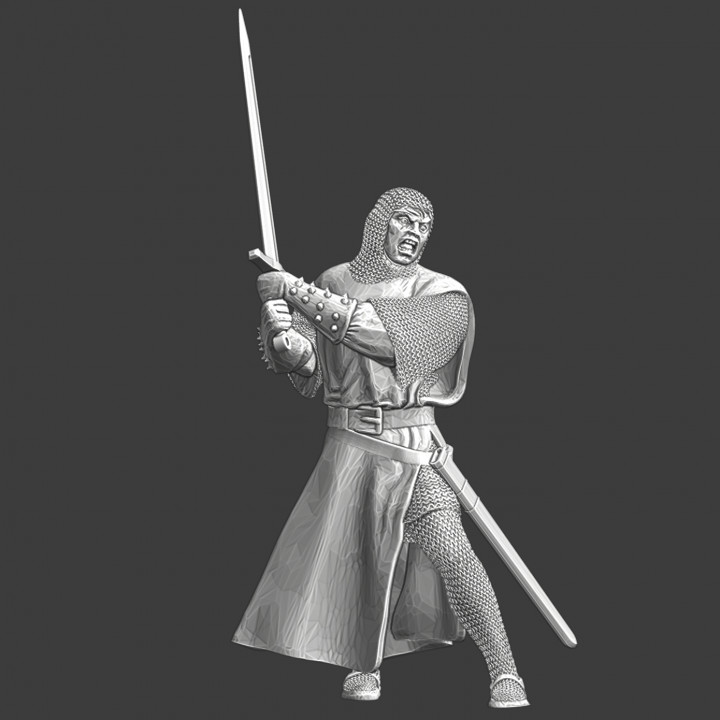 3D Printable Medieval knight swinging two hand sword by Northern ...