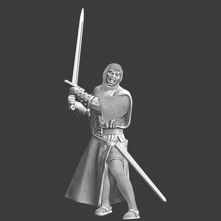 3D Printable Medieval knight swinging two hand sword by Northern ...