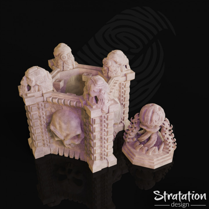 3D Printable Necromancer's Mausoleum Dice Box by Stratation Design