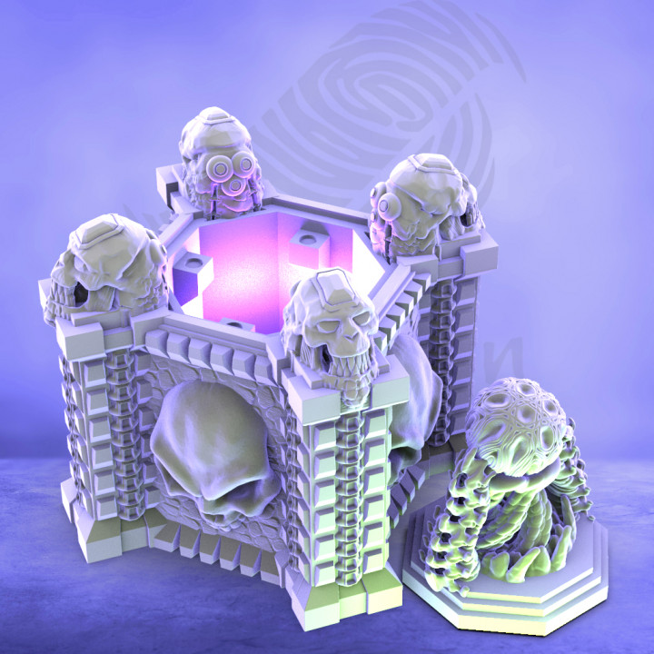 3D Printable Necromancer's Mausoleum Dice Box by Stratation Design