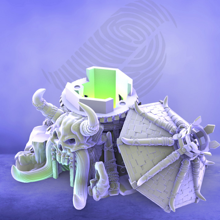 3D Printable Ork Burrow Dice Box by Stratation Design