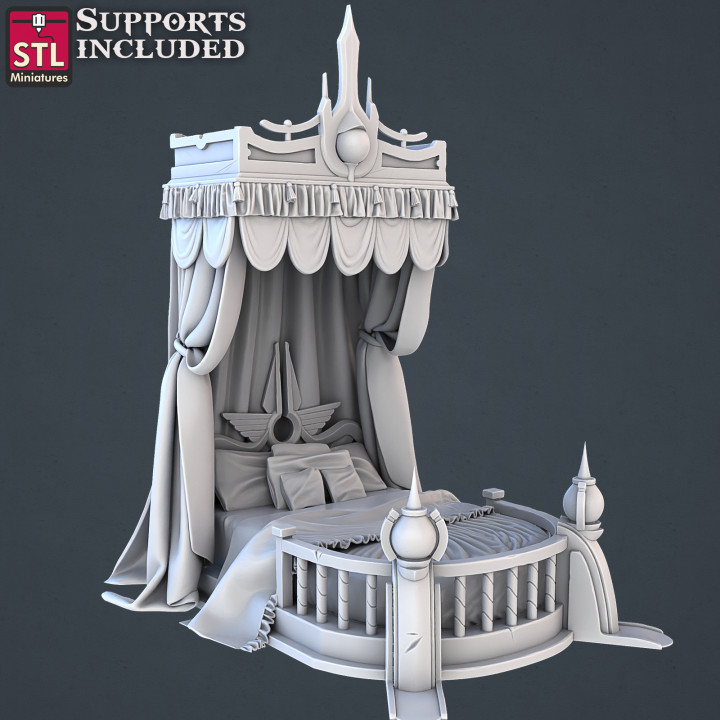 3D Printable Royal Court Bed by STL Miniatures