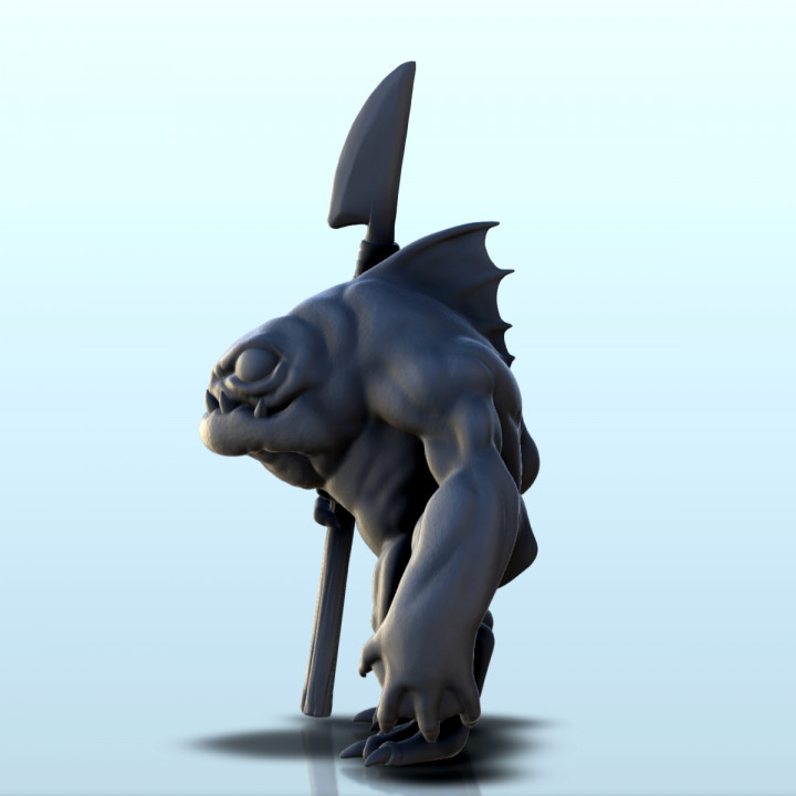 3D Printable Warrior fisher with spear (+ supported version) (6 ...
