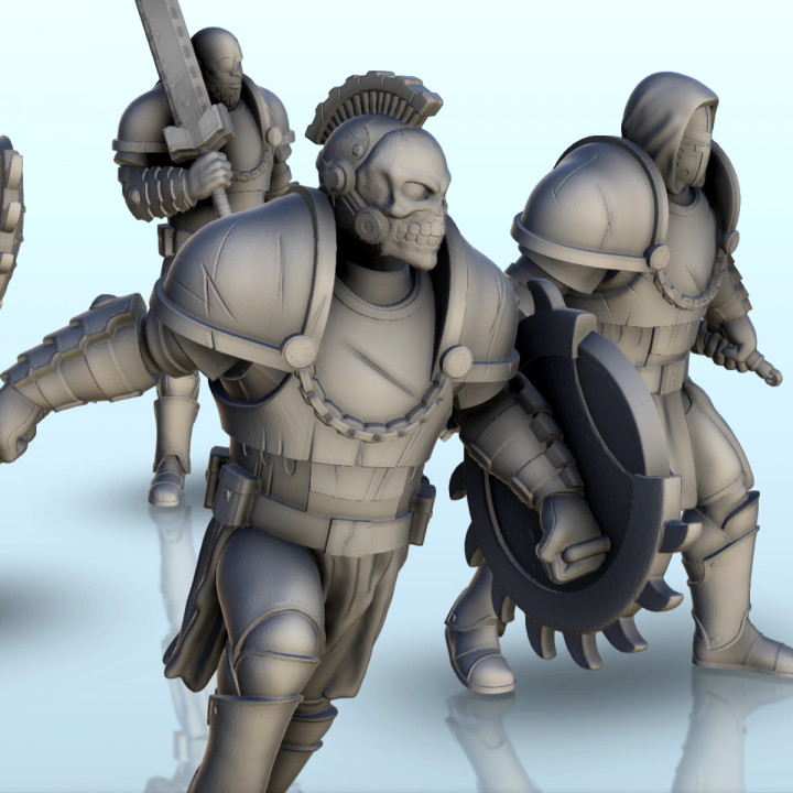 3D Printable Set of 5 medieval soldiers (+ pre-supported version) (14 ...