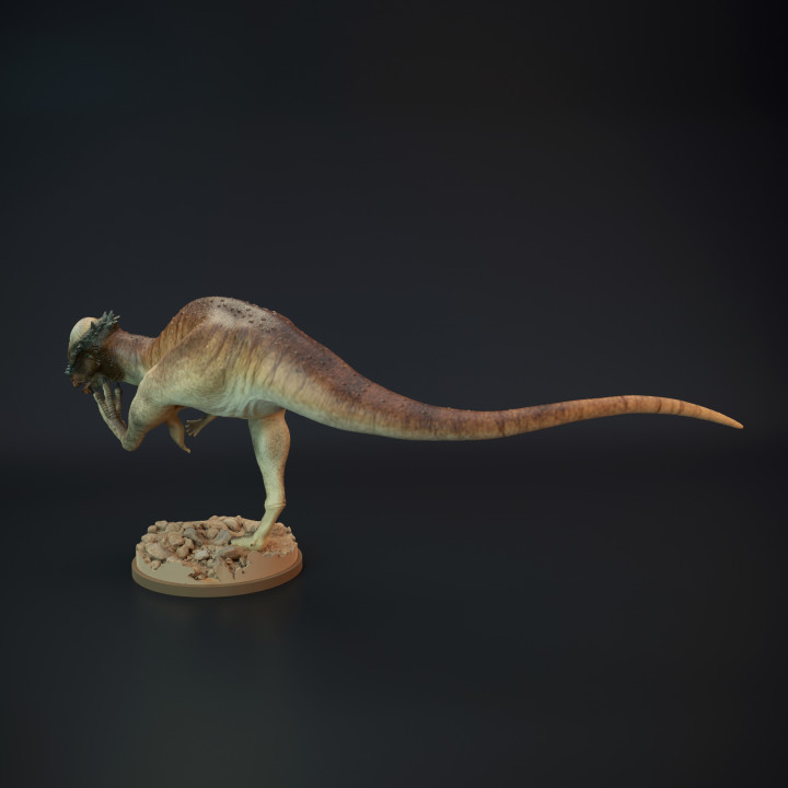 3D Printable Pachycephalosaurus scratching dinosaur by Dino and Dog