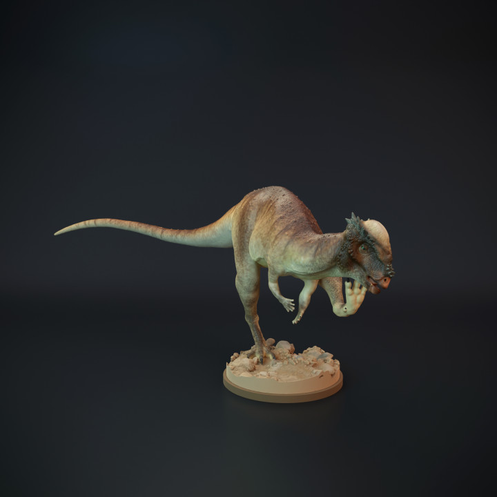 3D Printable Pachycephalosaurus scratching dinosaur by Dino and Dog