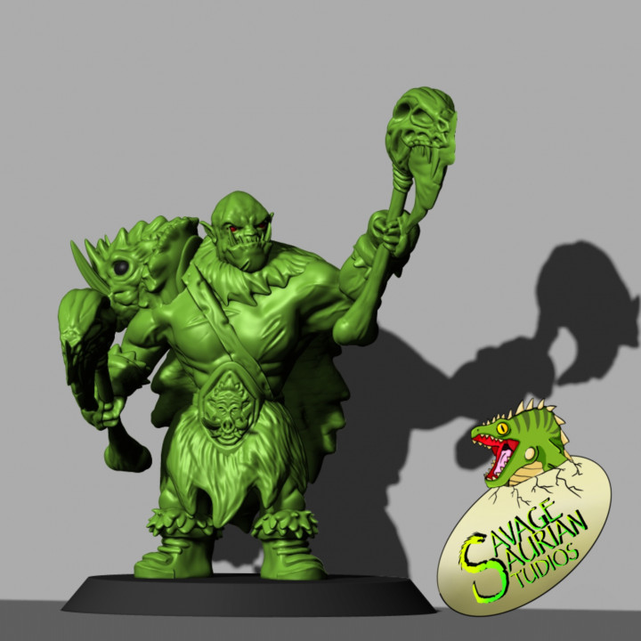 3D Printable Warpig Clan - Orc Monster Slayer Brute Leader (Supported) by Savage Saurian Studios