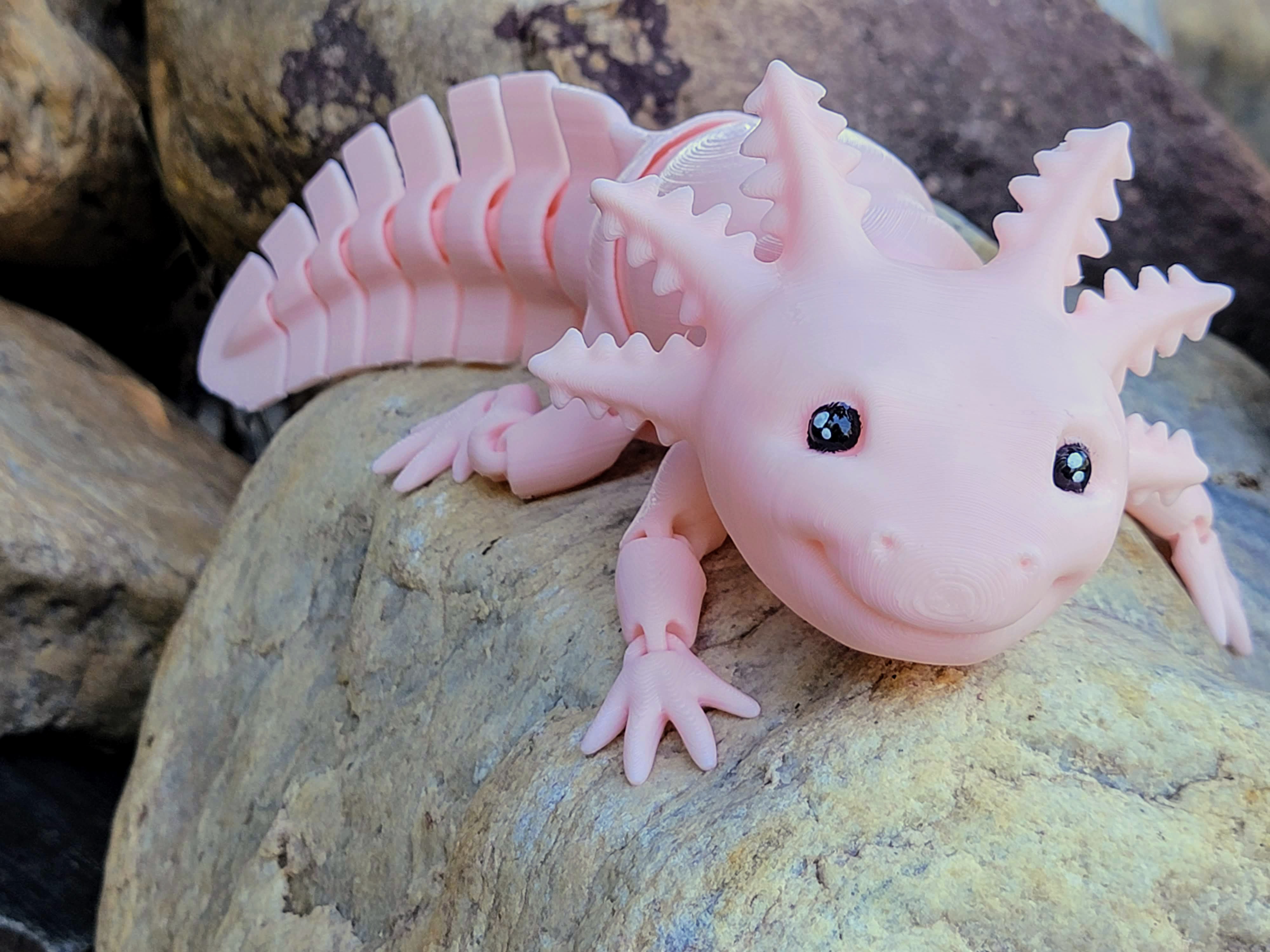 3D Print of Adorable Articulated Axolotl, Print-In-Place Body, Snap-Fit ...