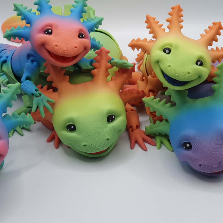 3D Print of Adorable Articulated Axolotl, Print-In-Place Body, Snap-Fit ...