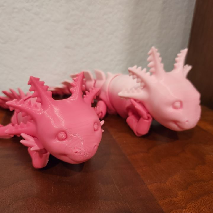 3D Print of Adorable Articulated Axolotl, Print-In-Place Body, Snap-Fit ...